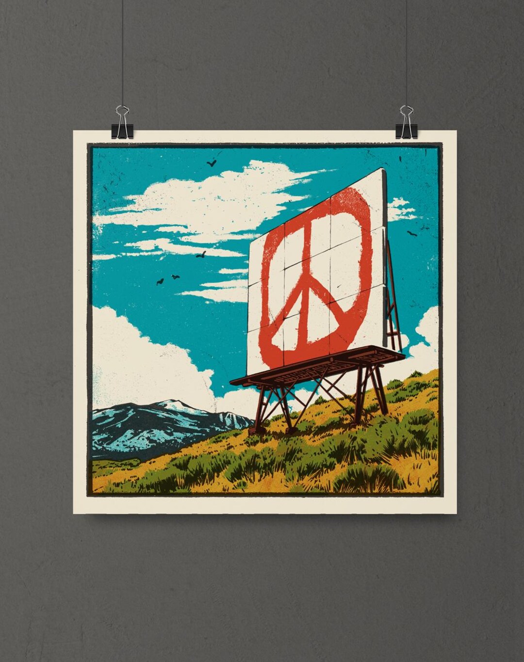 Peace Sign - Mini Screen Print - Etsy