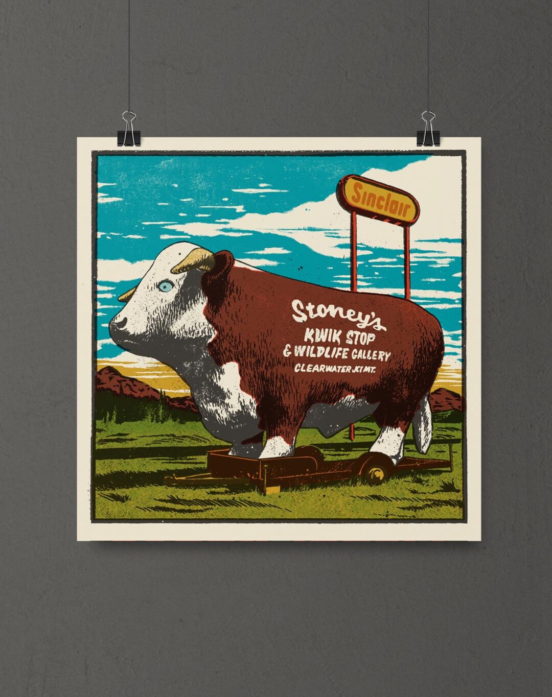 Clearwater Cow - Mini Screen Print - Etsy