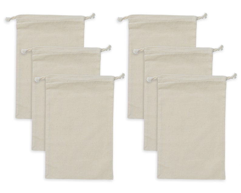 6 Pack 8x12 Inch Drawstring Bag 100% Cotton 6oz Fabric | Etsy