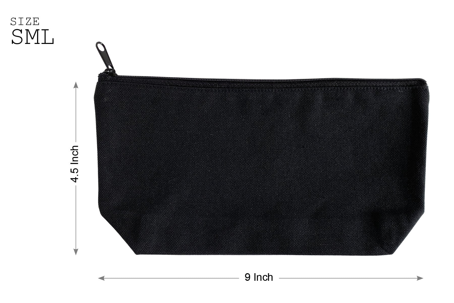 6 Pack Black Zipper Pouch 100% Cotton Canvas Blank Bulk - Etsy Sweden