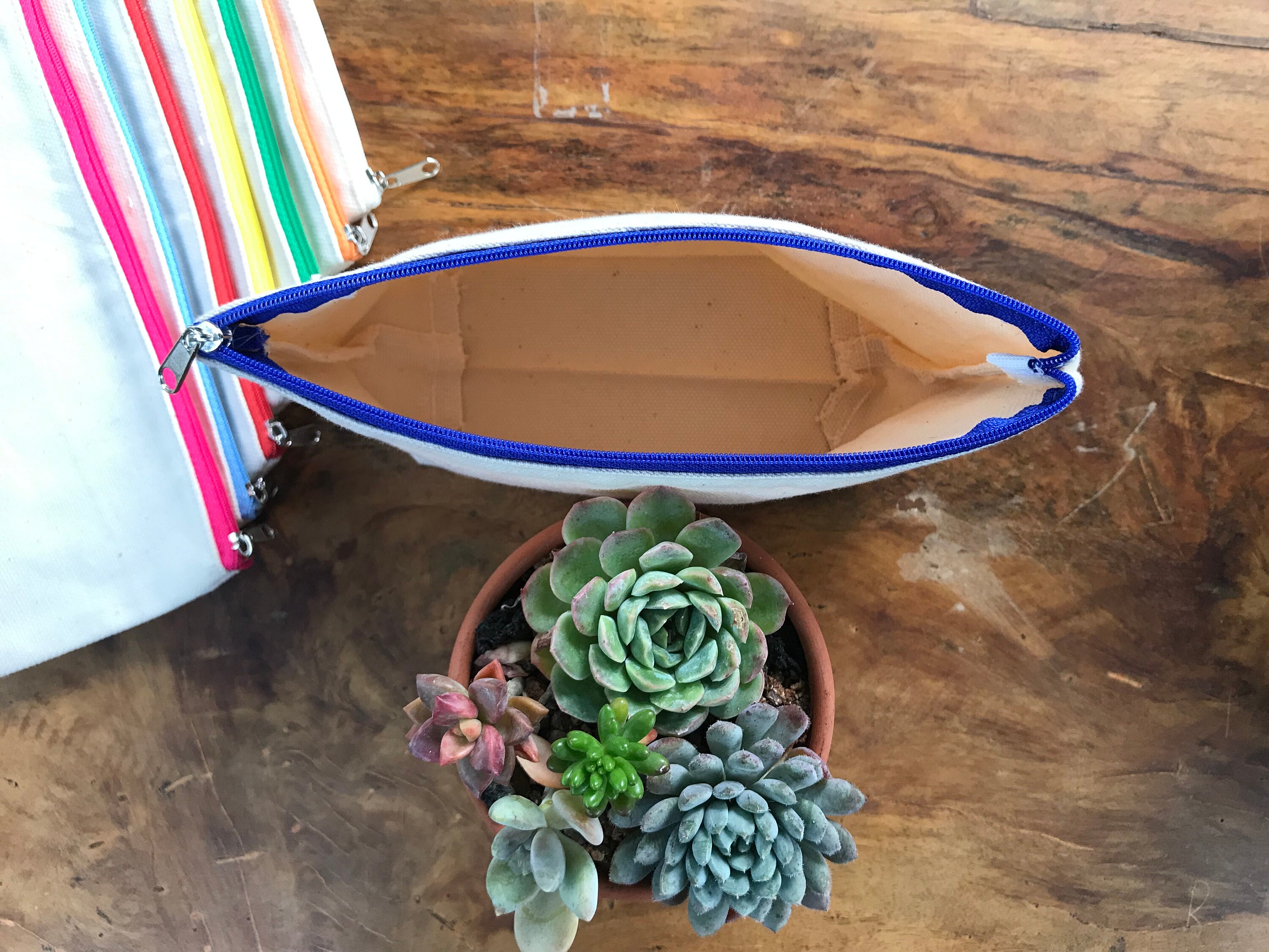 6 Pack Colored Zipper Pouch 100% Cotton Heavy Canvas - Etsy