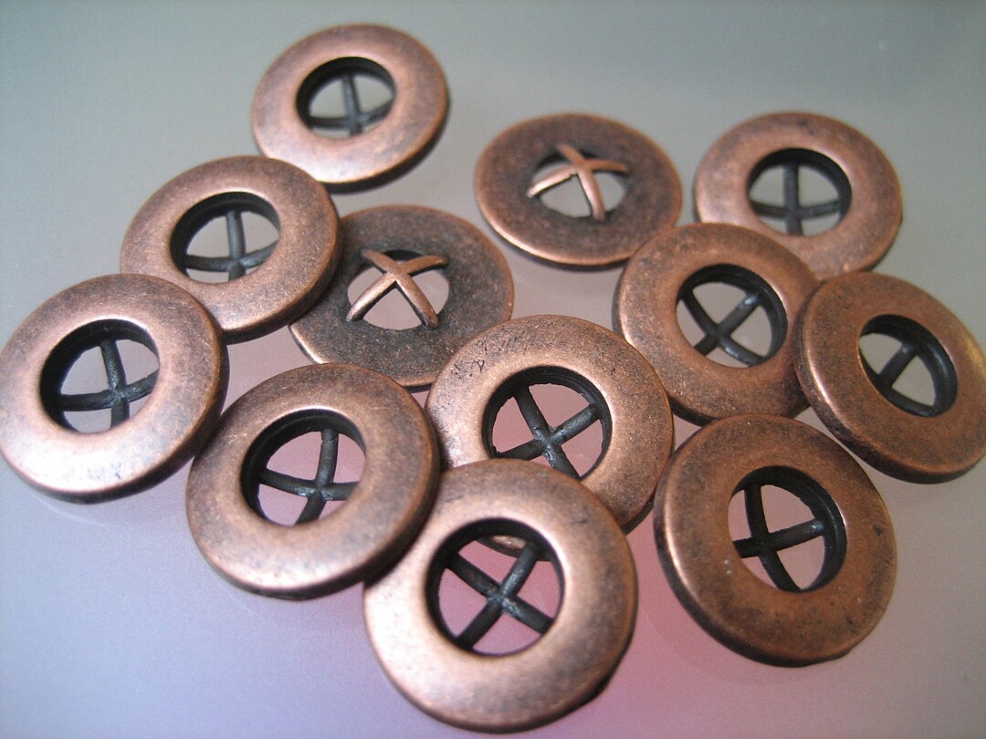 12x Interesting Little Buttons-metal-copper-13 Mm66-blouse Buttons ...