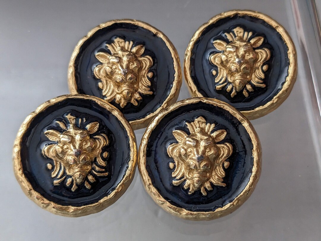 4x Noble Buttons - "gold / Black / Lion" - Metal - Larp - Buttons - Etsy