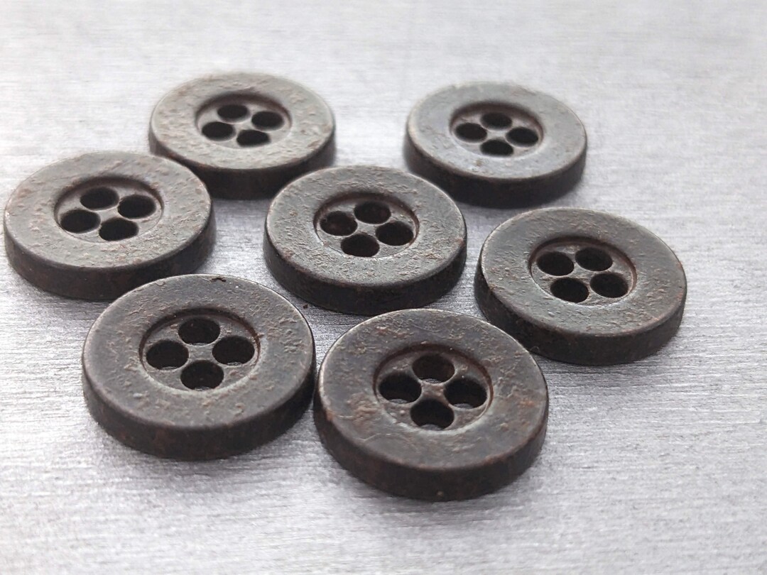 9x Dark Brown Metal Buttons Larp 15 Mm - Buttons - Etsy