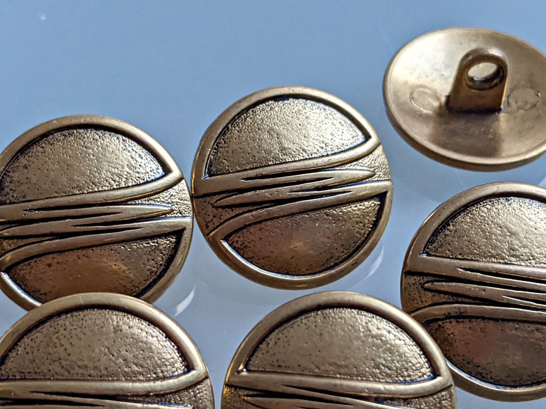 7x Noble Buttons - "old Gold / Pattern" - 19 Mm - Metal - Larp ...