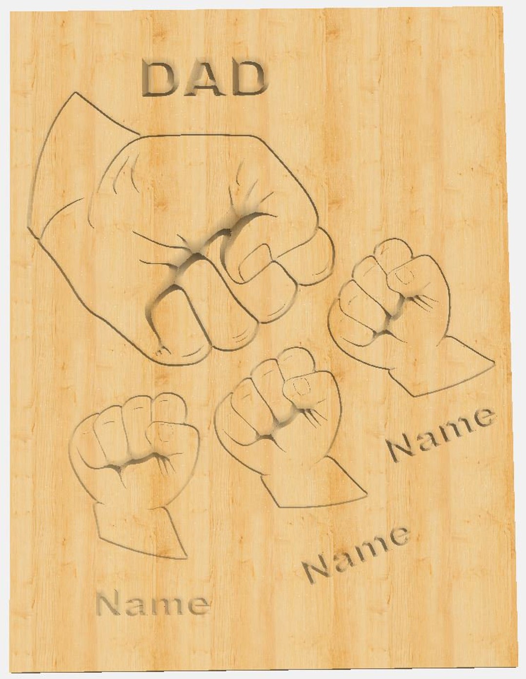 Dad Fist Bump Family Sign, CNC Template, CNC .c2d, CNC Downloadable ...