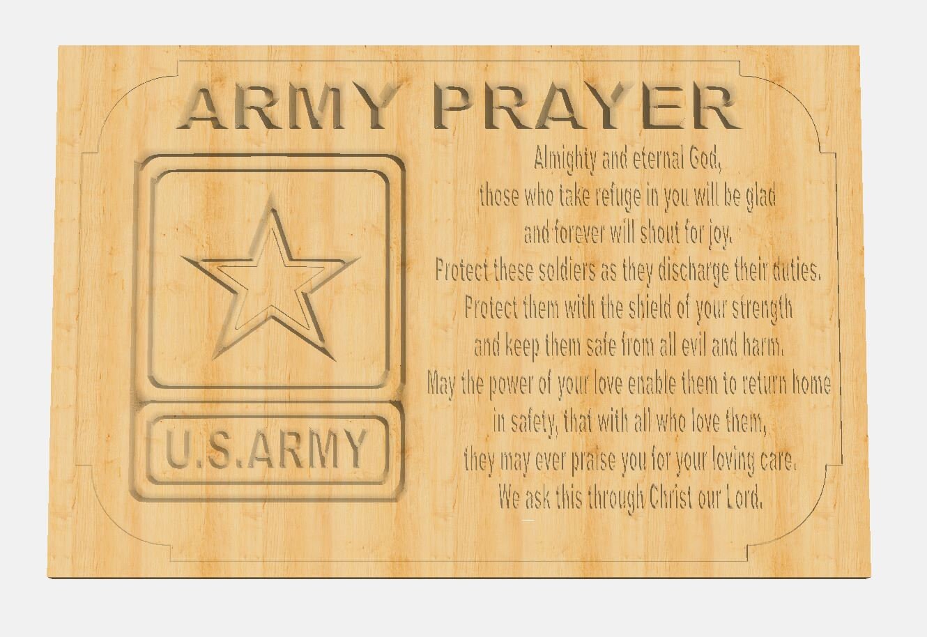 US Army Prayer Sign Template CNC .c2d Downloadable File - Etsy