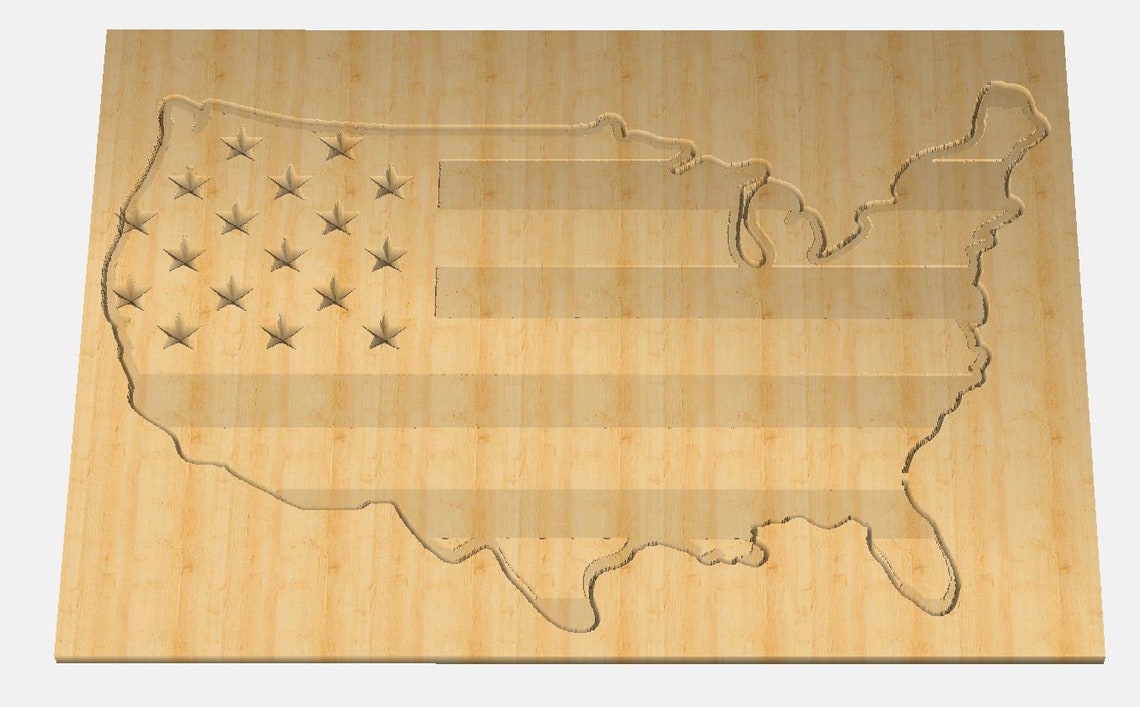 Country American Flag Cutout Template CNC .c2d Downloadable | Etsy