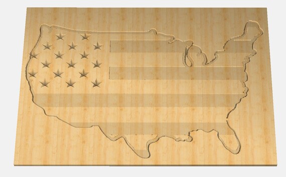 Country American Flag Cutout Template CNC .c2d Downloadable | Etsy