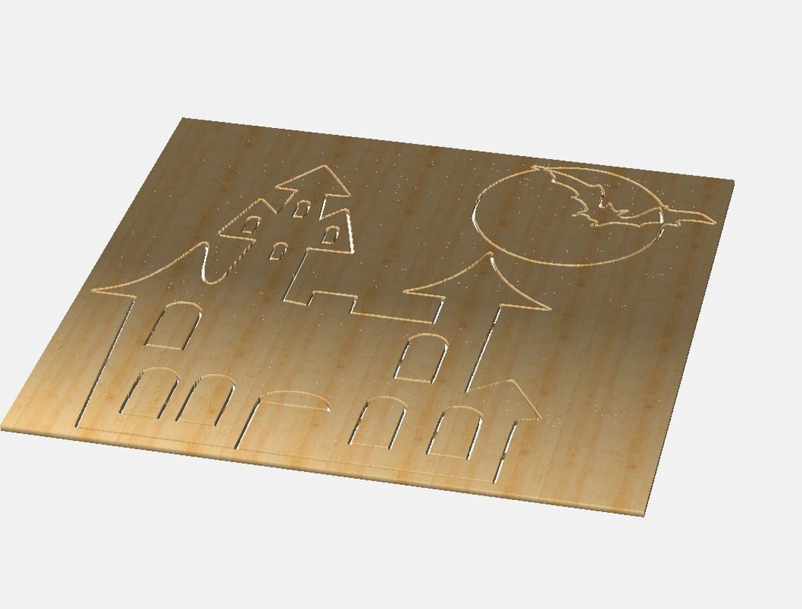 Haunted House Scene Design for a CNC .c2d Downloadable File Halloween ...