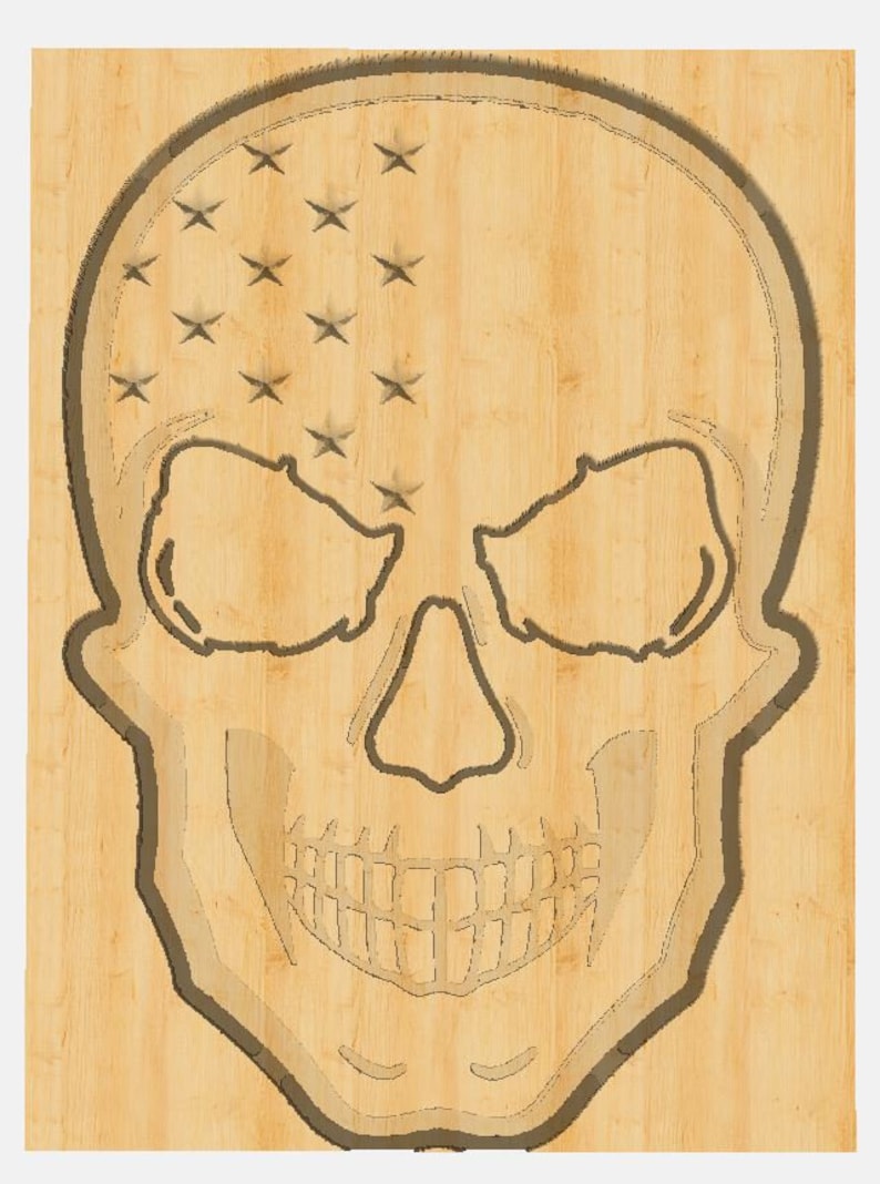 Skull With Stars Design for Wood CNC .c2d Downloadable File - Etsy
