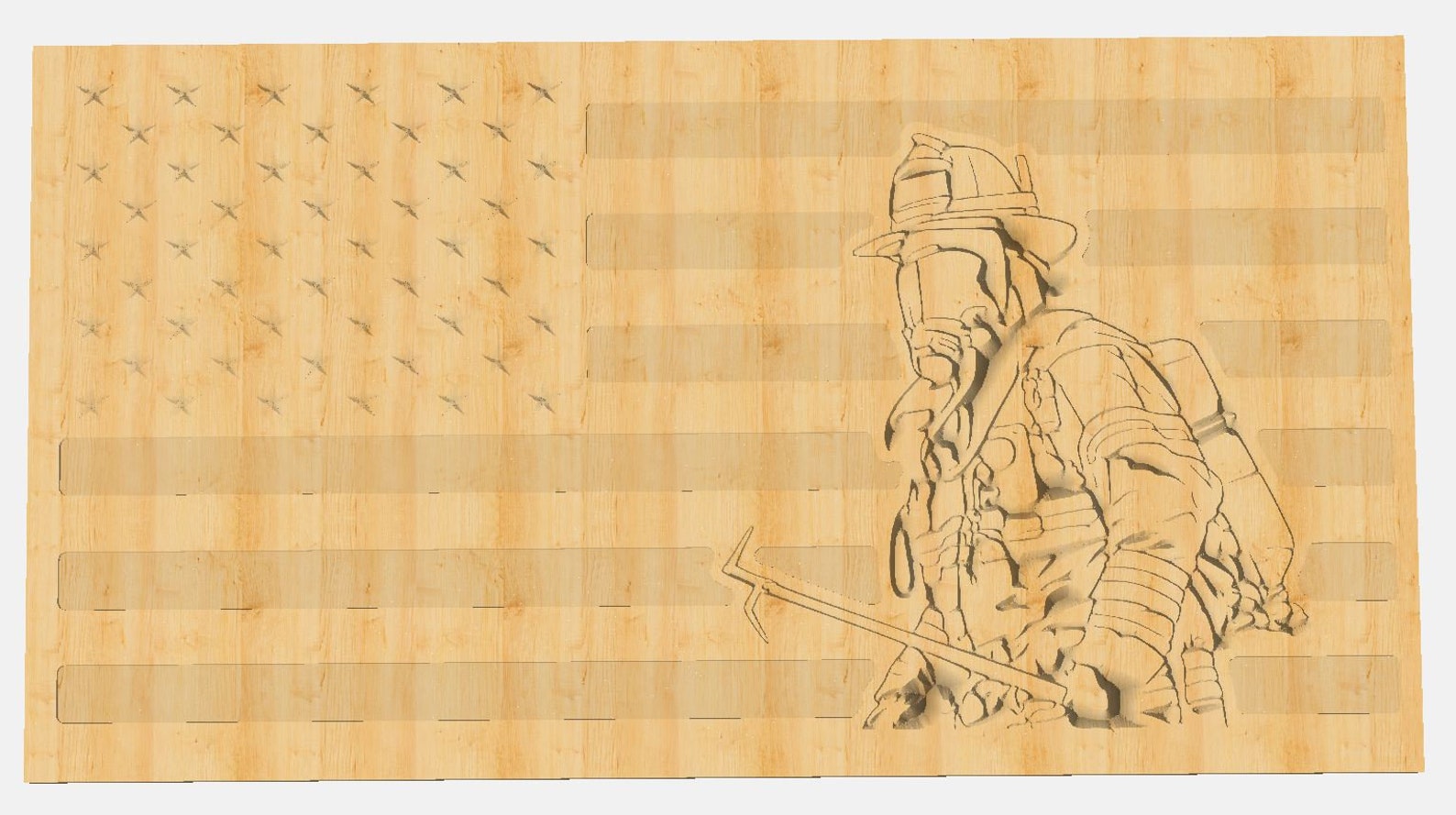Firefighter Hero US Flag Template CNC .c2d Downloadable File - Etsy