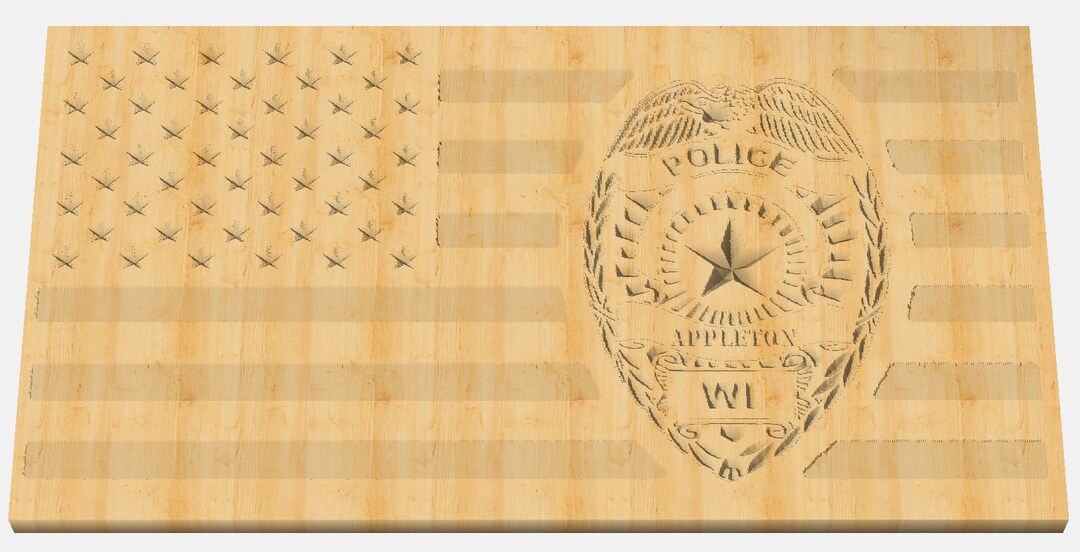 Customizable Police Badge US Flag Template CNC .c2d Downloadable File ...
