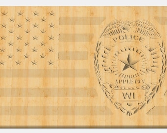Customizable Police Badge US Flag Template CNC .c2d - Etsy