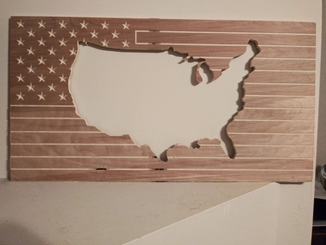 American Flag With Country Cutout Template CNC .c2d Downloadable File ...