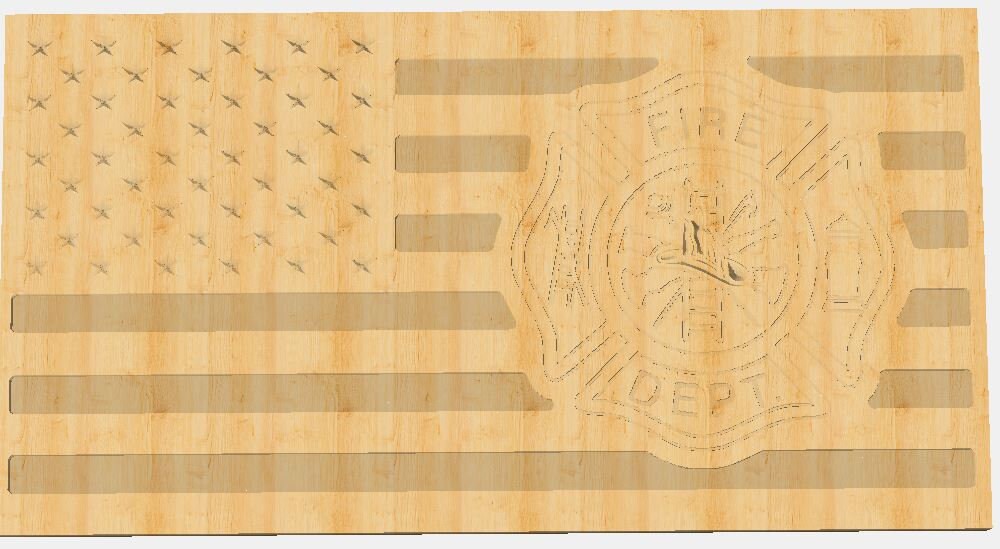 Fire Dept. First Responder US Flag Template CNC .c2d Downloadable File ...