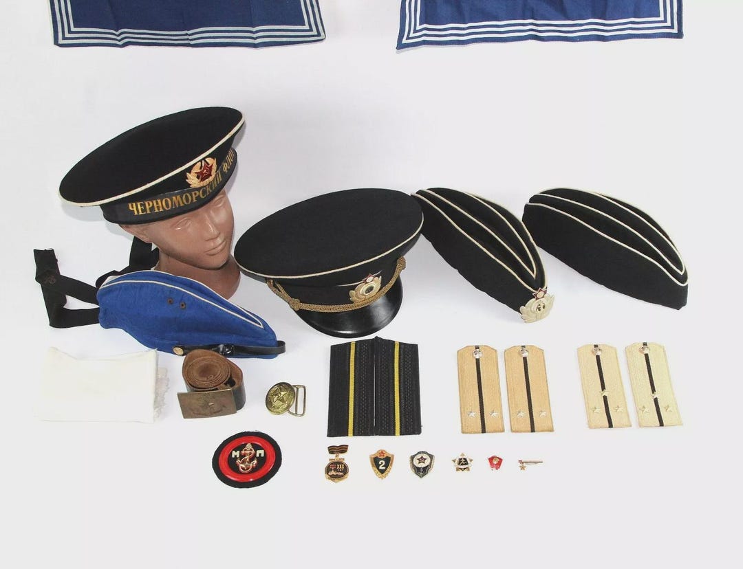 Soviet Military Uniform Sailor Cap Garrison Shoulder Straps NAVY ...