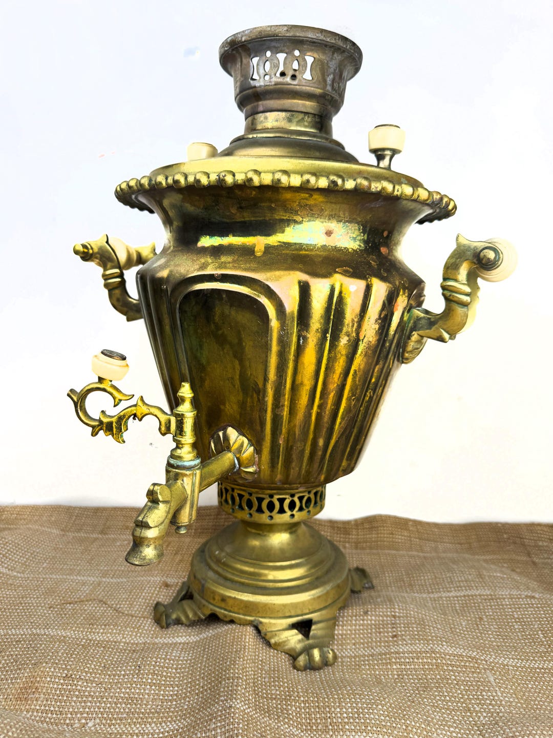 Authentic Vintage Samovar on Wood Batasheva TULA Fire Samovar 5 Liters ...