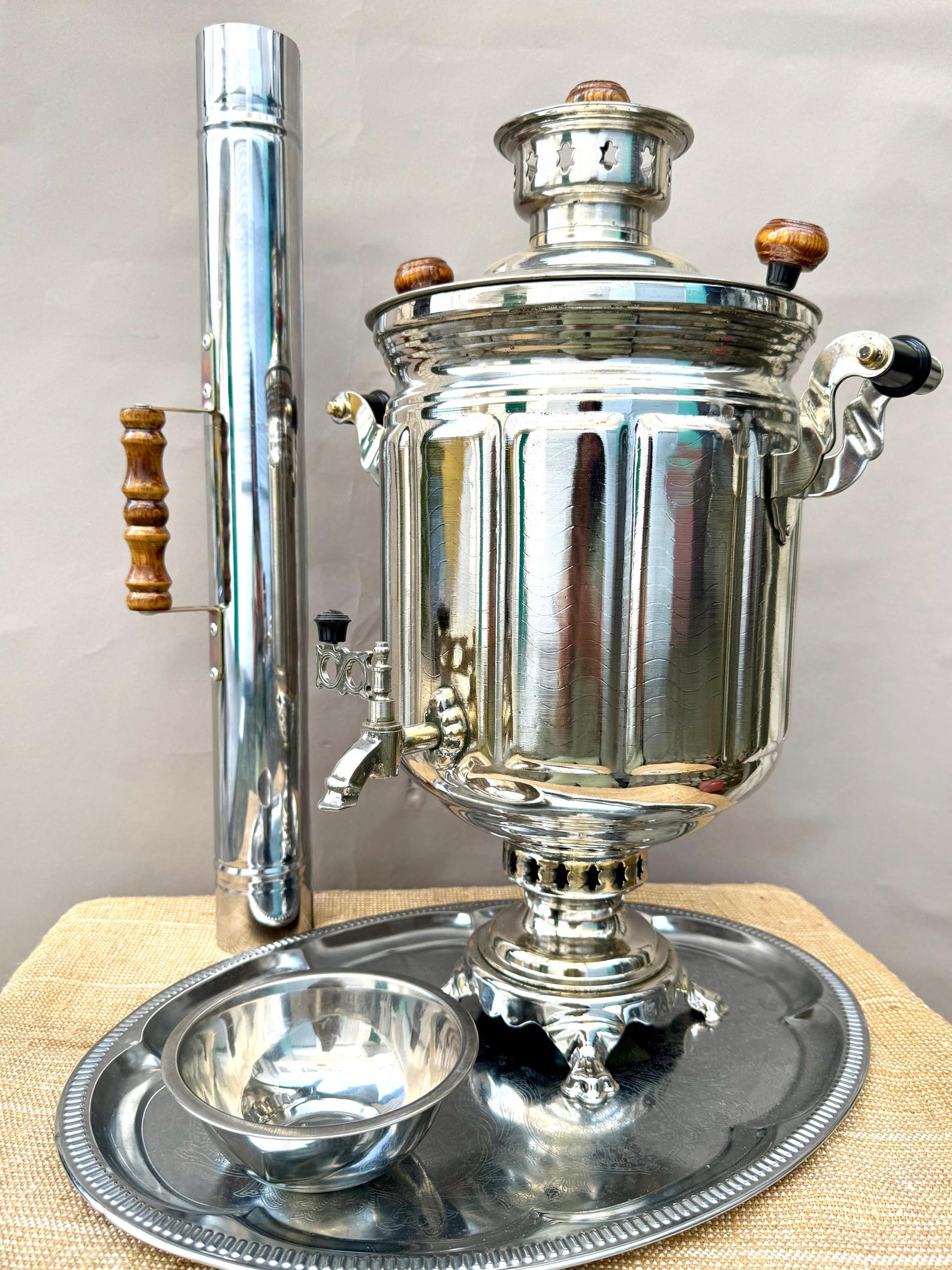 Traditional Soviet Wood Fired Samovar TULA Fire Samovar 8 Liters (2 ...