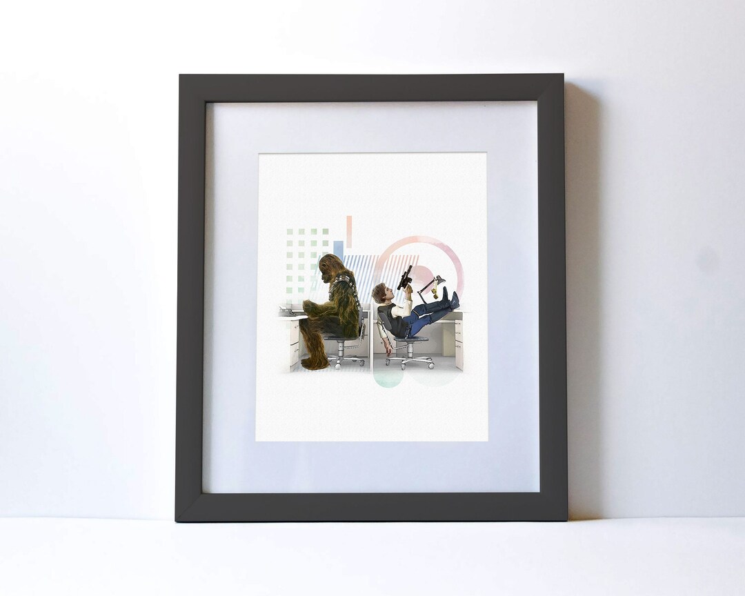 Funny Star Wars Office Art Print: Chewy & Han Solo, Cubicle Buddies ...