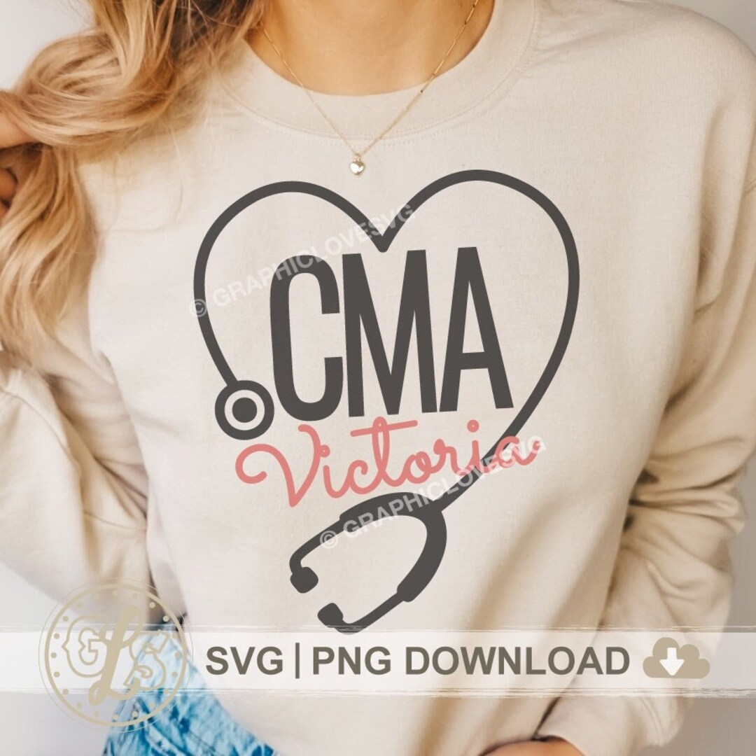 CMA Svg, Stethoscope Monogram Heart Frame Svg, Certified Medical ...