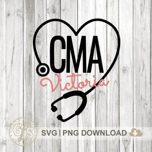 CMA Svg, Stethoscope Monogram Heart Frame Svg, Certified Medical ...