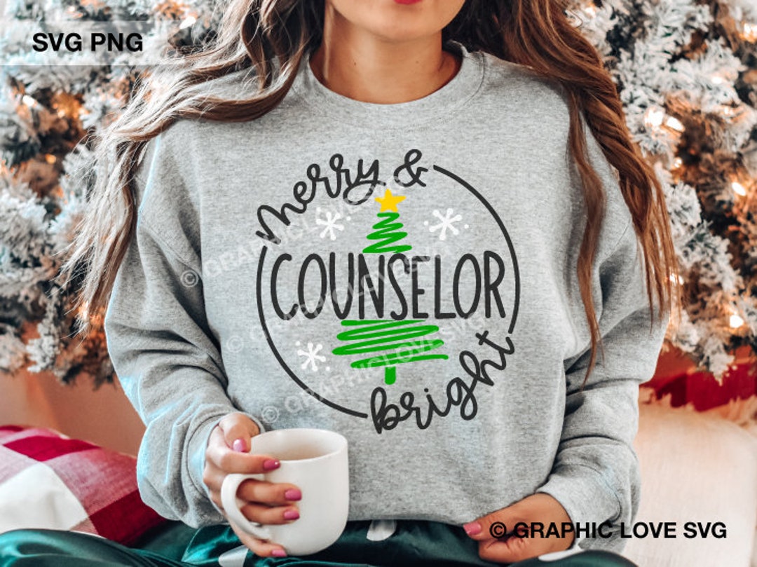 Christmas Counselor Svg Png Merry & Bright, Merry and Bright Counselor ...