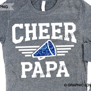 Cheer Papa Svg Png, Blue Glitter Cheerleader Papa Png, Cheer Family ...
