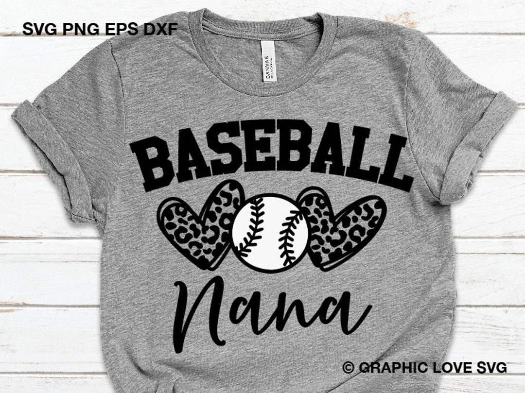 Baseball Nana Svg Png, Leopard Heart Baseball Nana Shirt Svg, Love ...