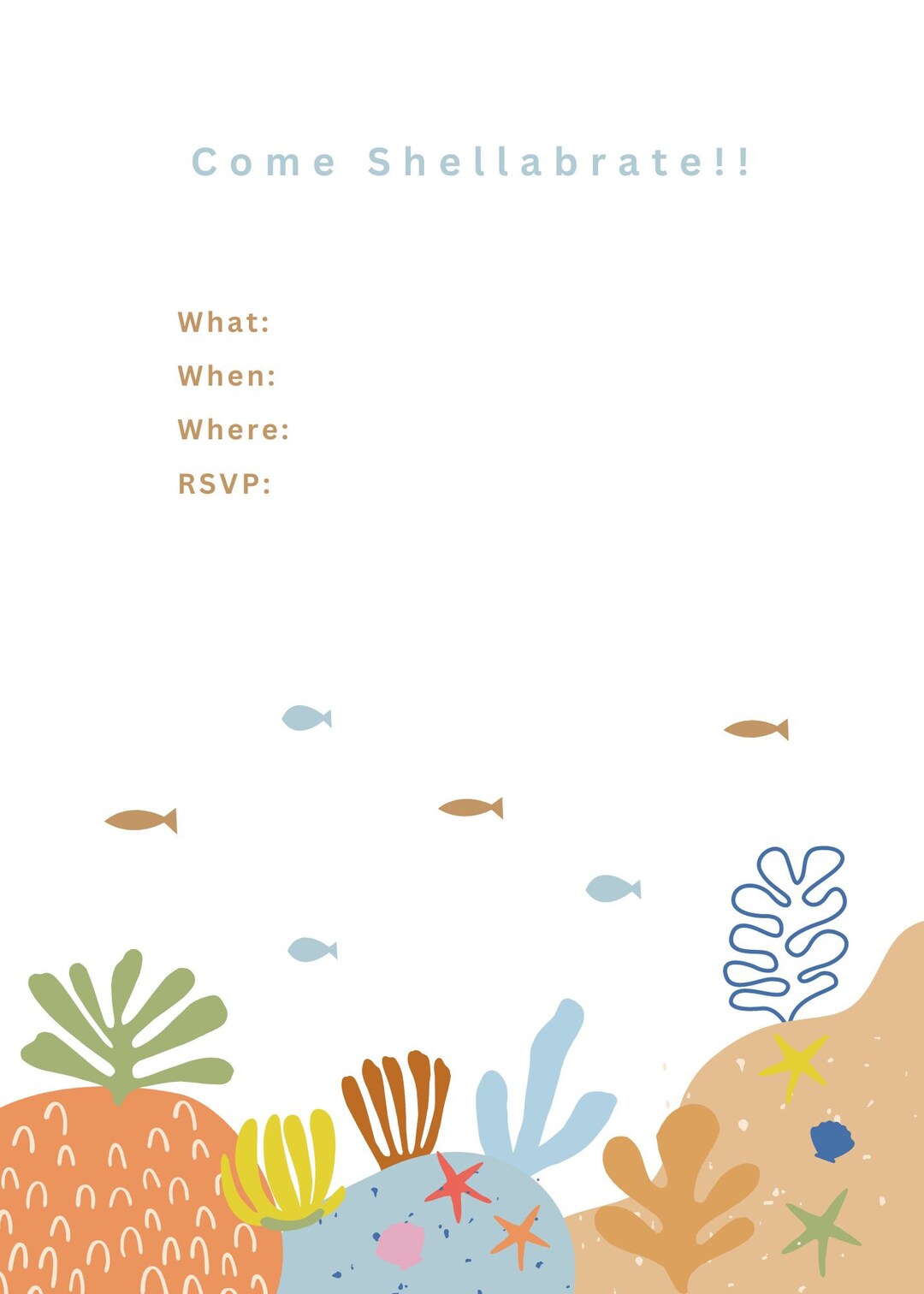 Shellabrate + Sea Themed Invitation Canva Template - Etsy