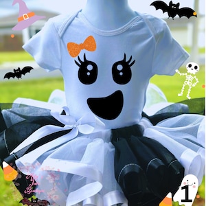 Spooky Halloween Outfit/kids' Ghostly Tutu Outfit/ghost and Tutu Dress ...
