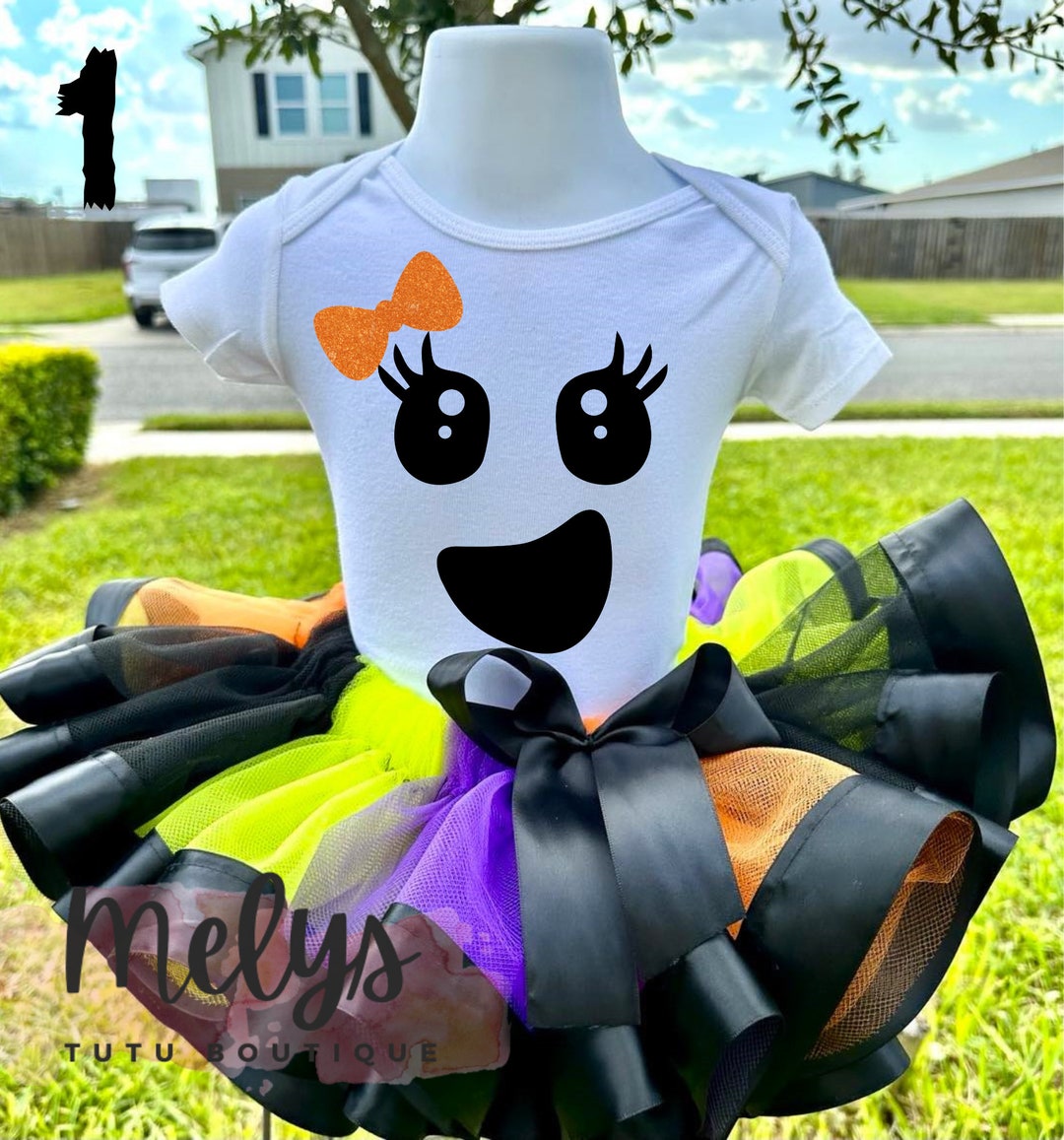 Spooky Halloween Outfit/kids' Ghostly Tutu Outfit/ghost and Tutu Dress ...