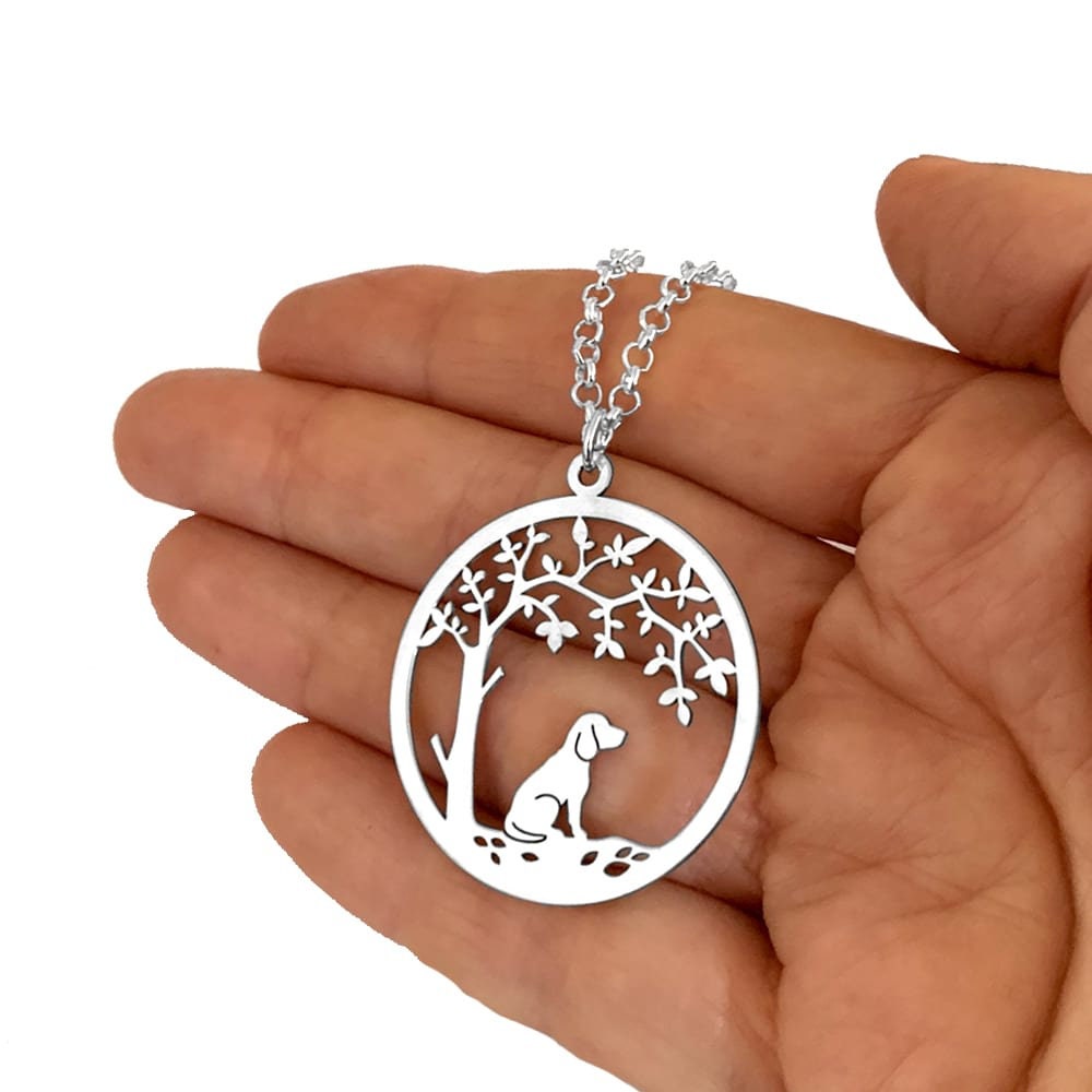 Beagle Necklace 14K Gold Plated Silver Beagle Tree of Life - Etsy