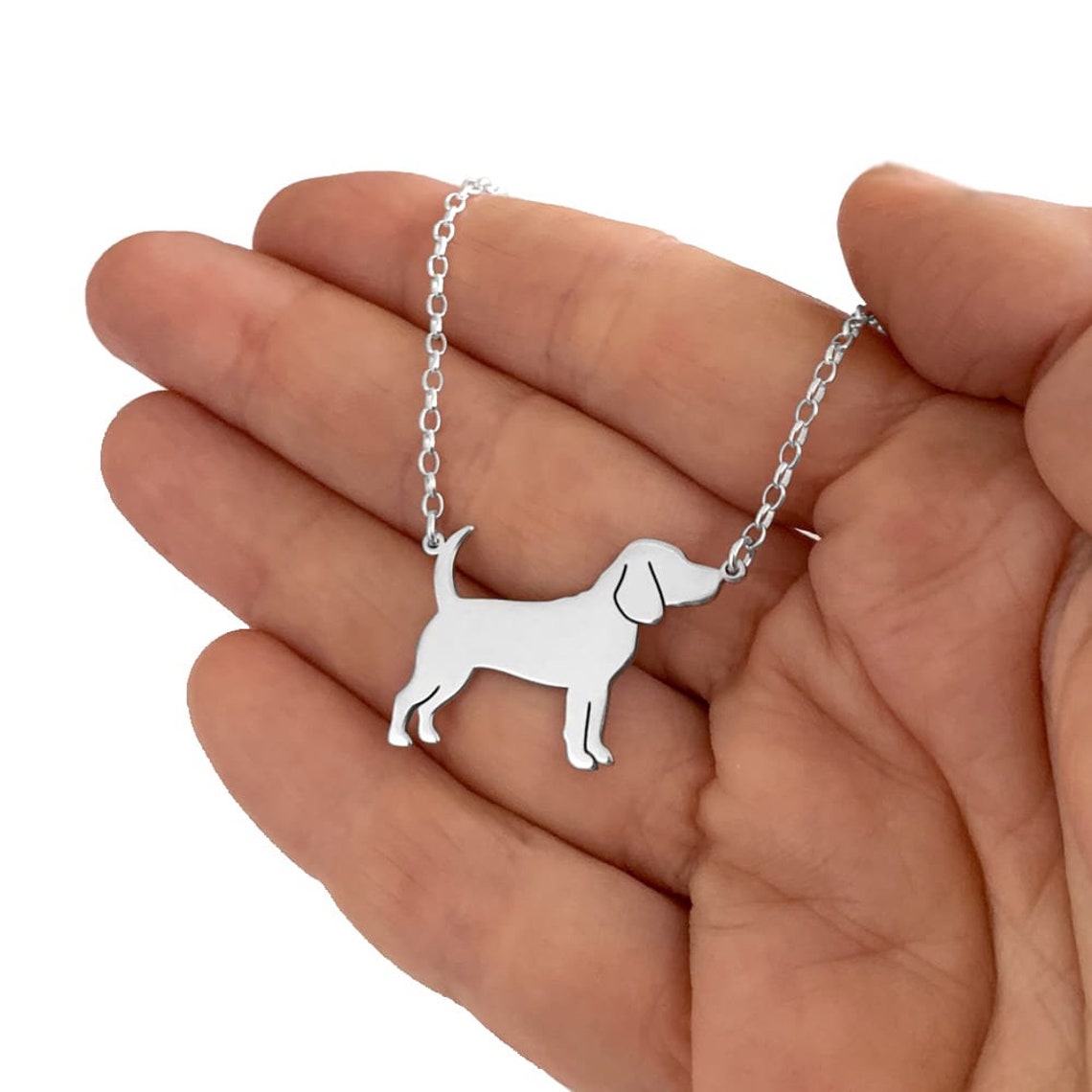 Beagle Necklace Silver / 14K Gold Plated Beagle Pendant | Etsy