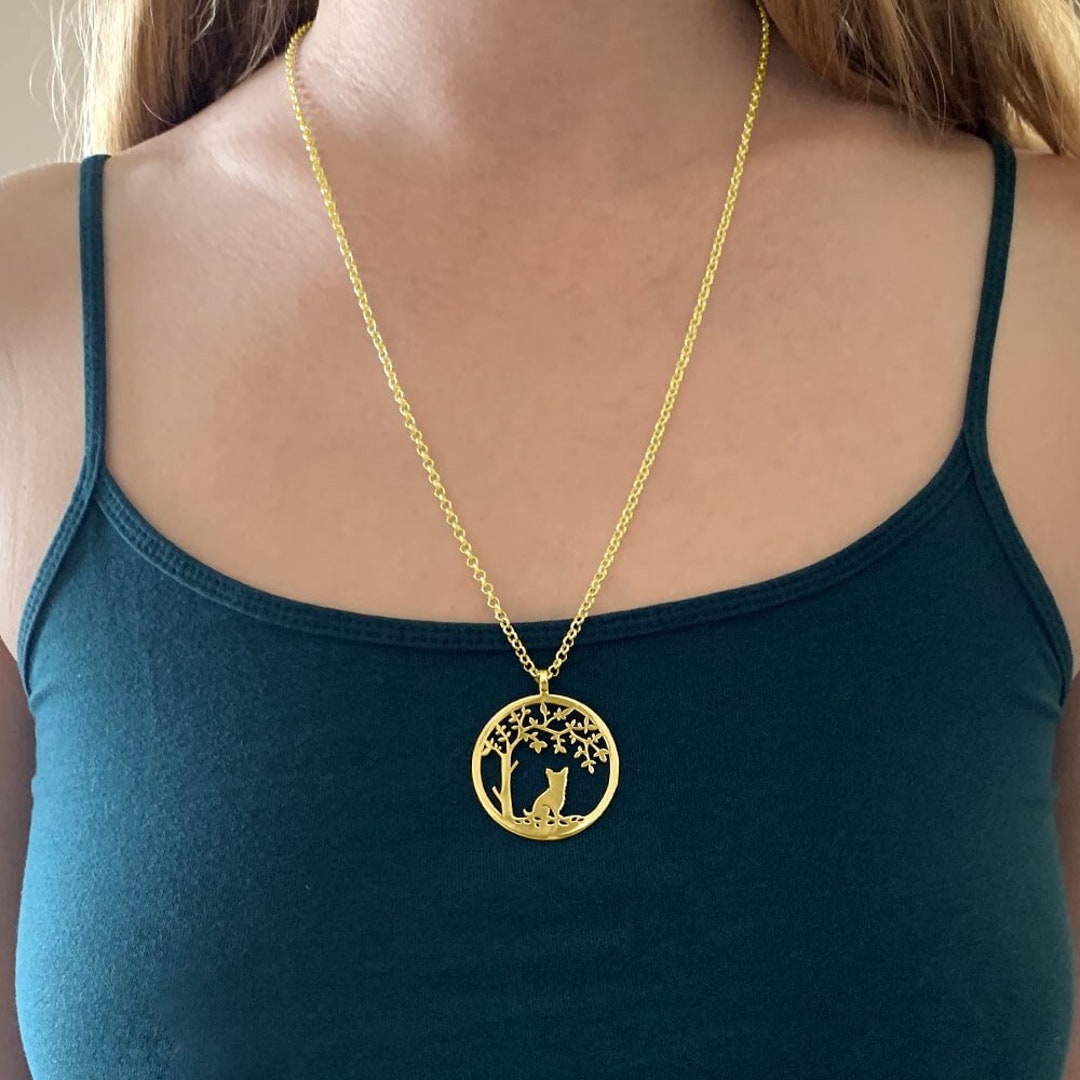 Yorkie Necklace - 14K Gold Plated Silver Pendant, Yorkshire Terrier ...