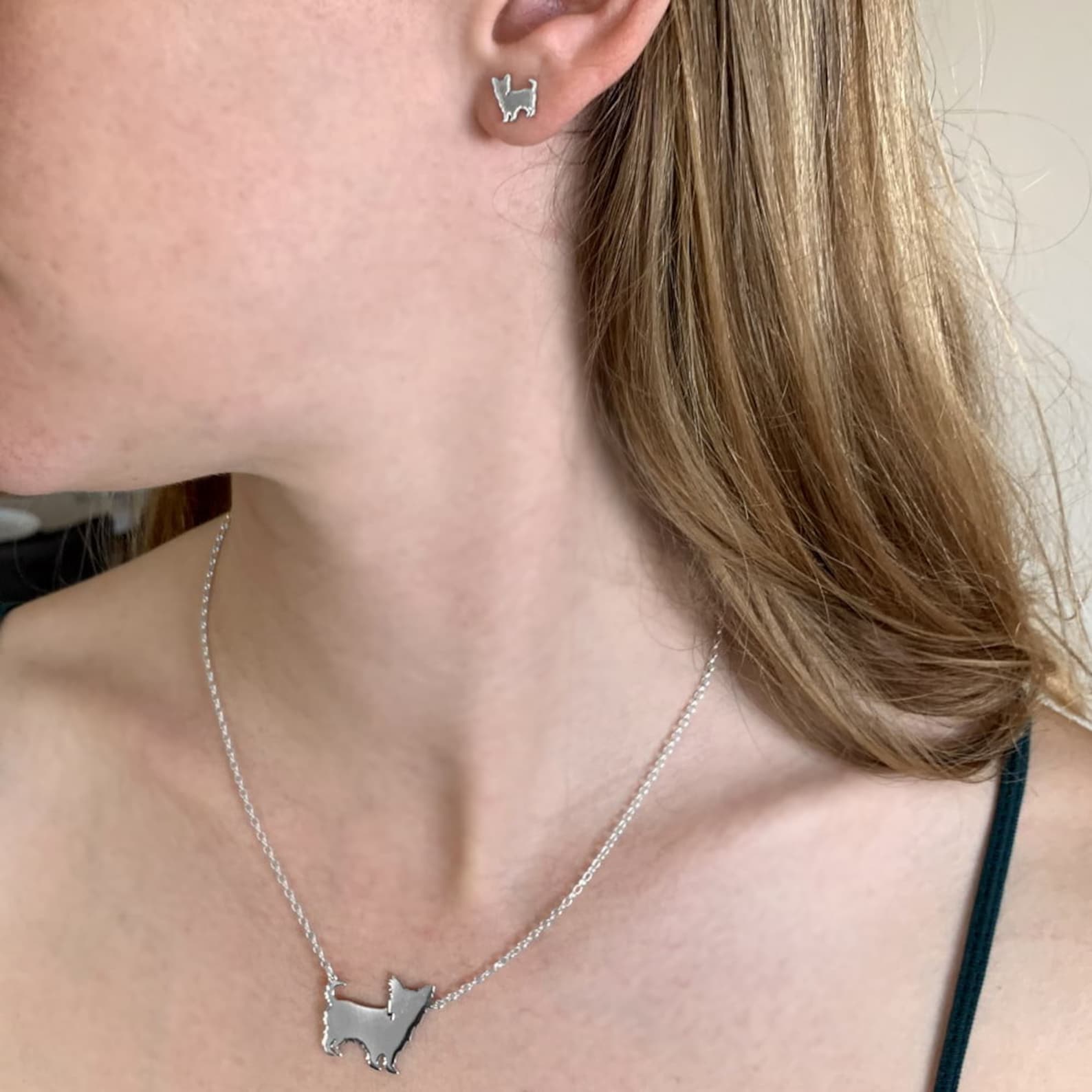 Yorkie Necklace 14K Gold Plated Silver Yorkshire Terrier | Etsy