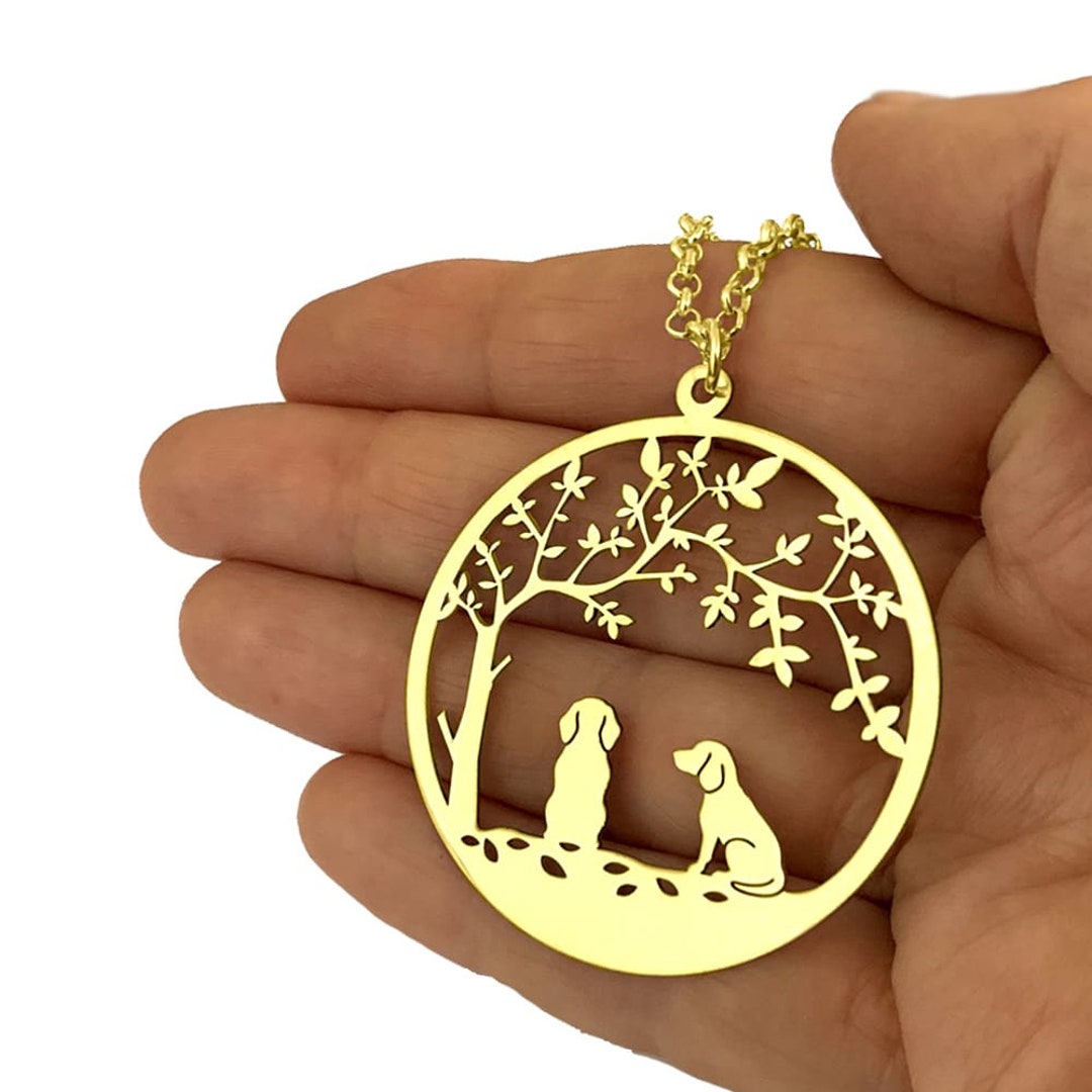 Beagle Memorial Necklace - 14K Gold Plated Silver Dog Remembrance Gift ...