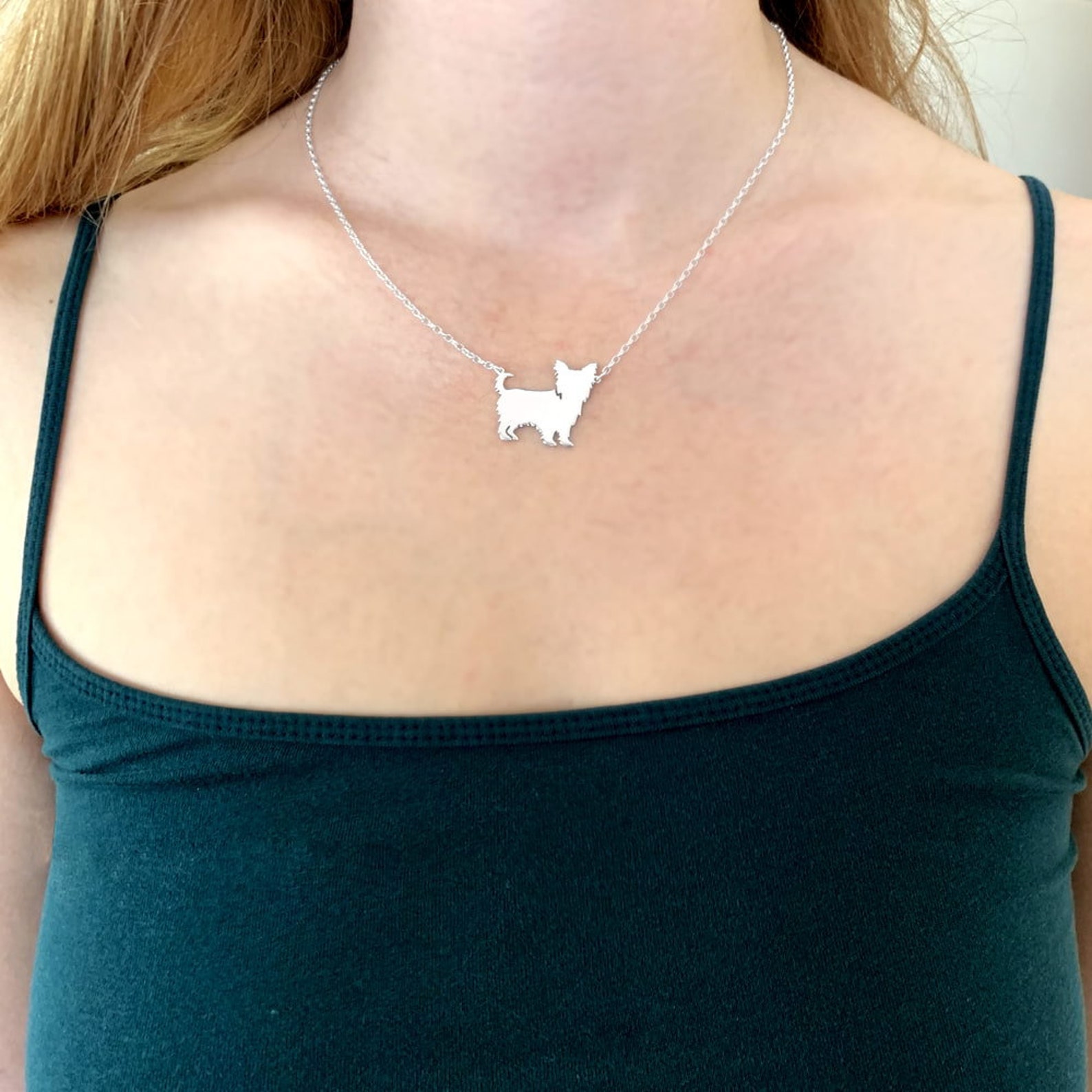 Yorkie Necklace 14K Gold Plated Silver Yorkshire Terrier - Etsy