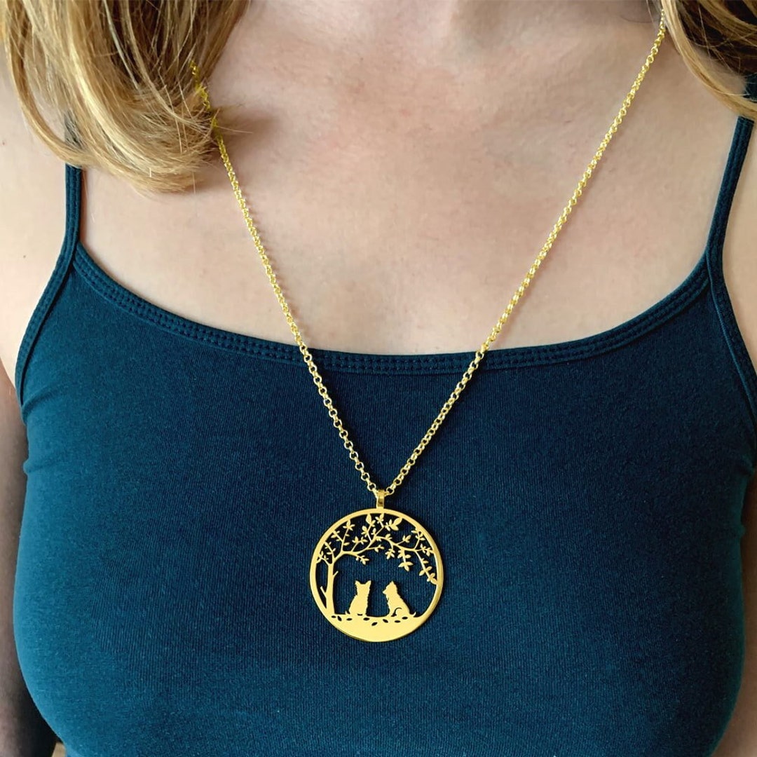 Yorkie Memorial Necklace - 14K Gold Plated Silver Yorkshire Terrier ...