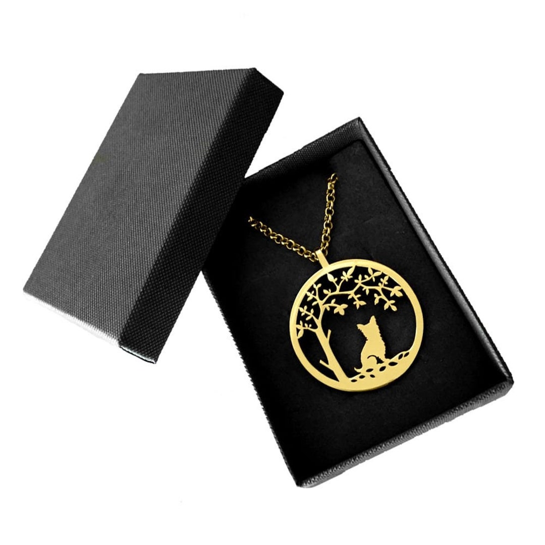 Yorkie Necklace - 14K Gold Plated Silver Pendant, Yorkshire Terrier ...