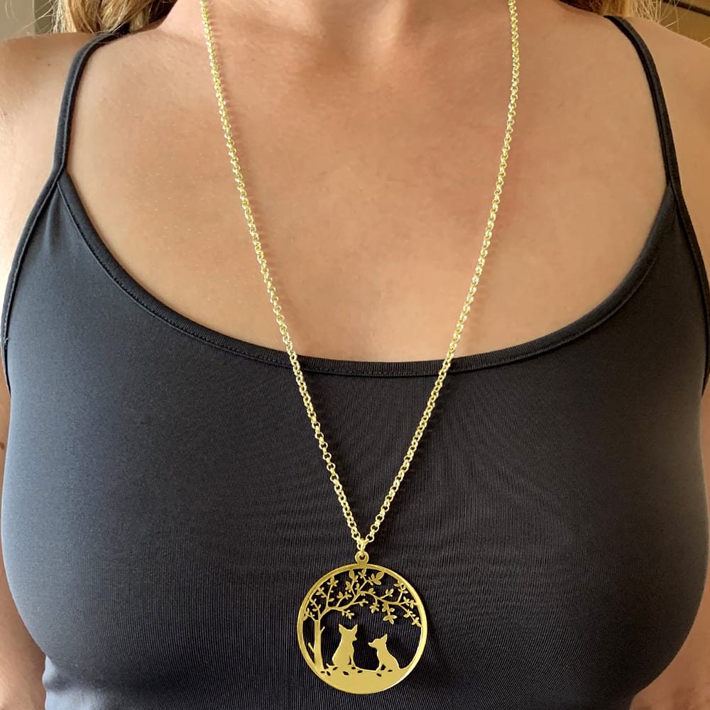 Chihuahua Necklace 14K Gold Plated Silver Chihuahua Tree of | Etsy