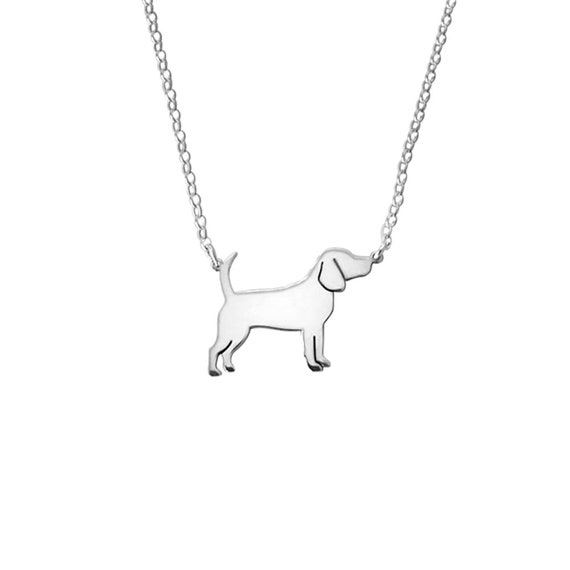 Beagle Necklace Silver / 14K Gold Plated Beagle Pendant - Etsy