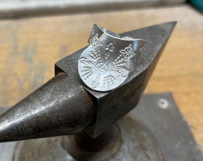 Sashiko Thimble Thimble Sterling Silver Mandala Bee Arrows Adjustable ...