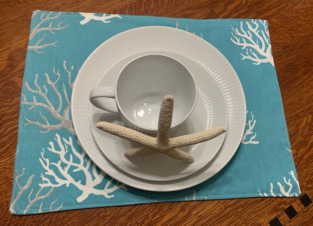 Nautical Coral Reef Placemats, Coral Reef, Sea Life, Table Decor, Table ...