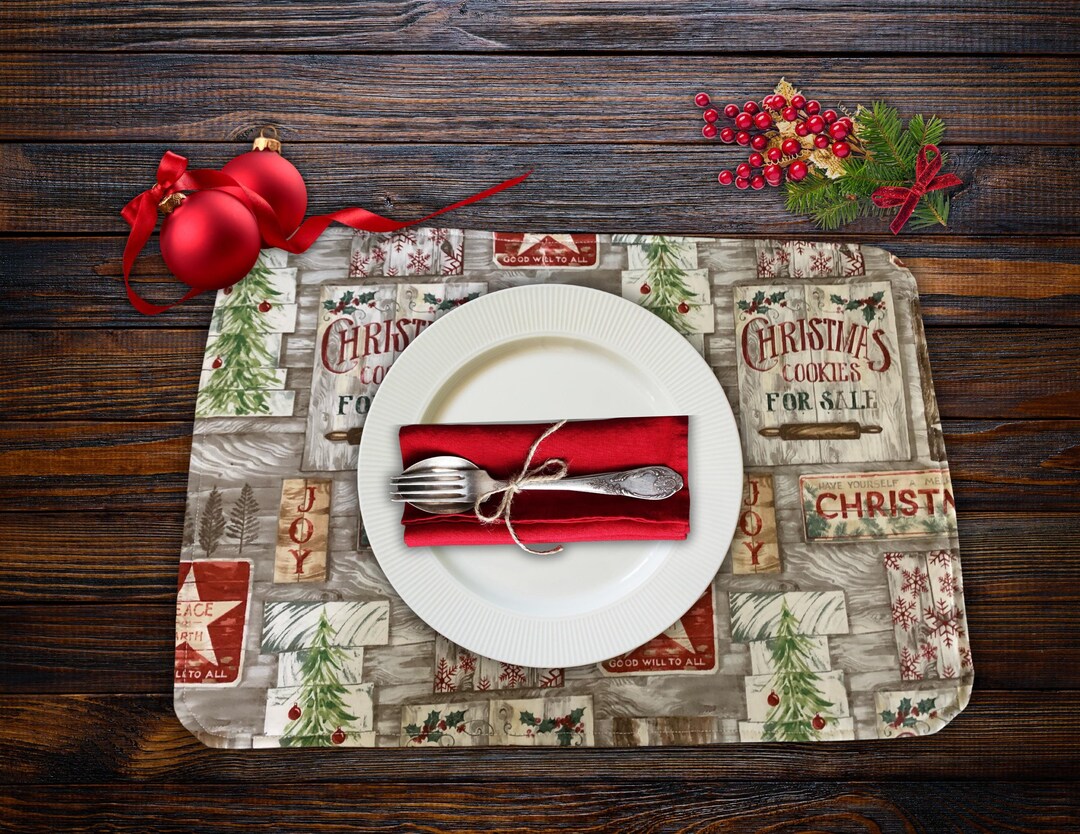 Snowman Placemats, Reversible Placemats, Snowmen, Rustic Pattern ...