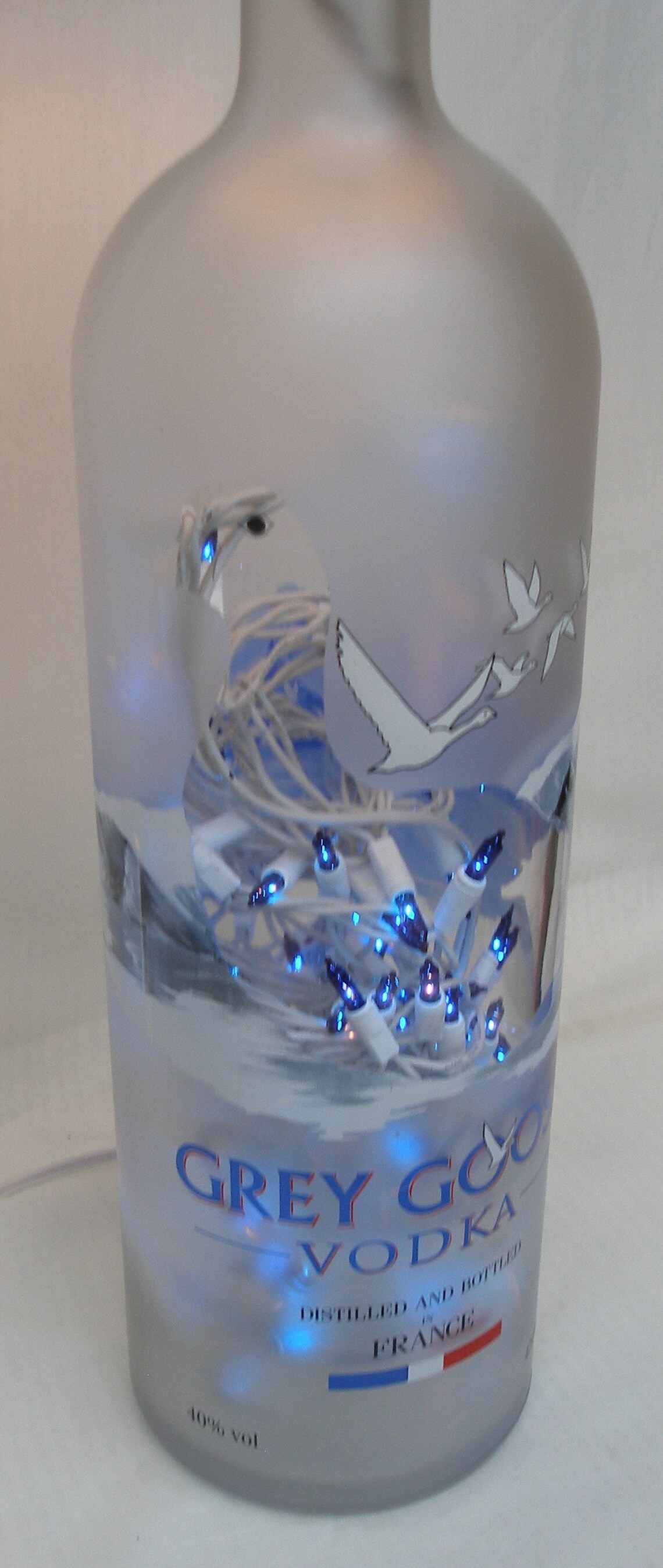 Giant Grey Goose 4.5 Liter Bottle Table Lamp W/white Cloth Shade - Etsy