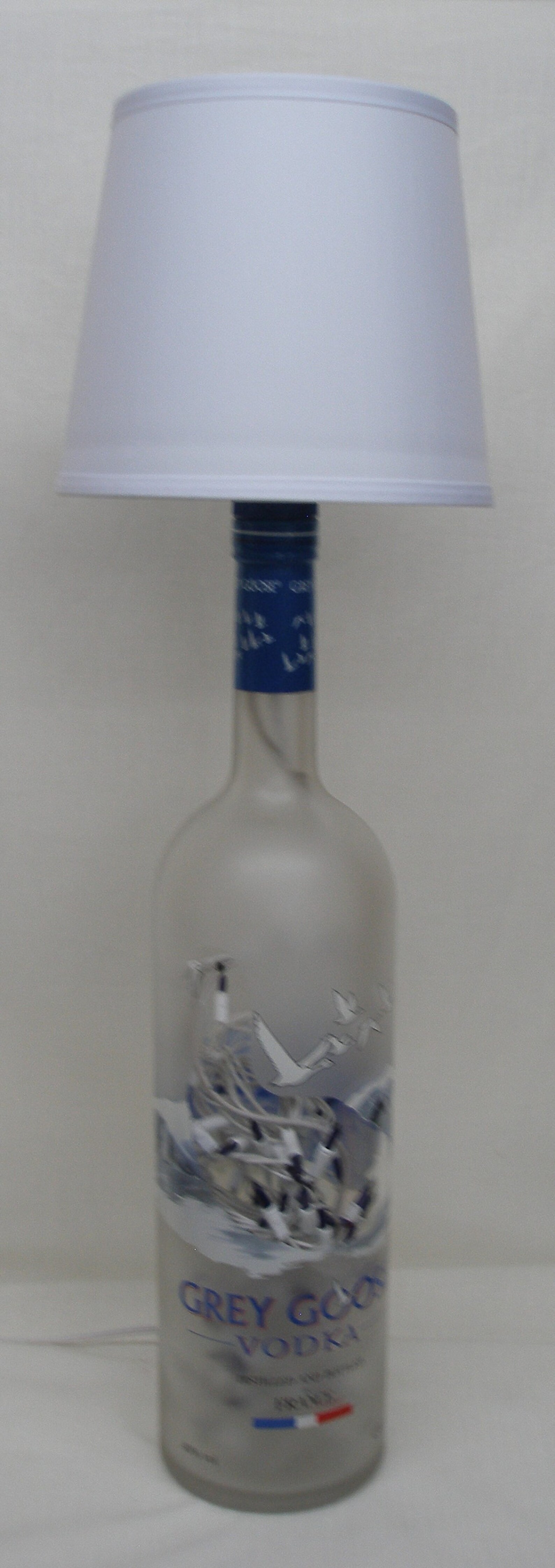 Giant Grey Goose 4.5 Liter Bottle Table Lamp W/white Cloth Shade - Etsy