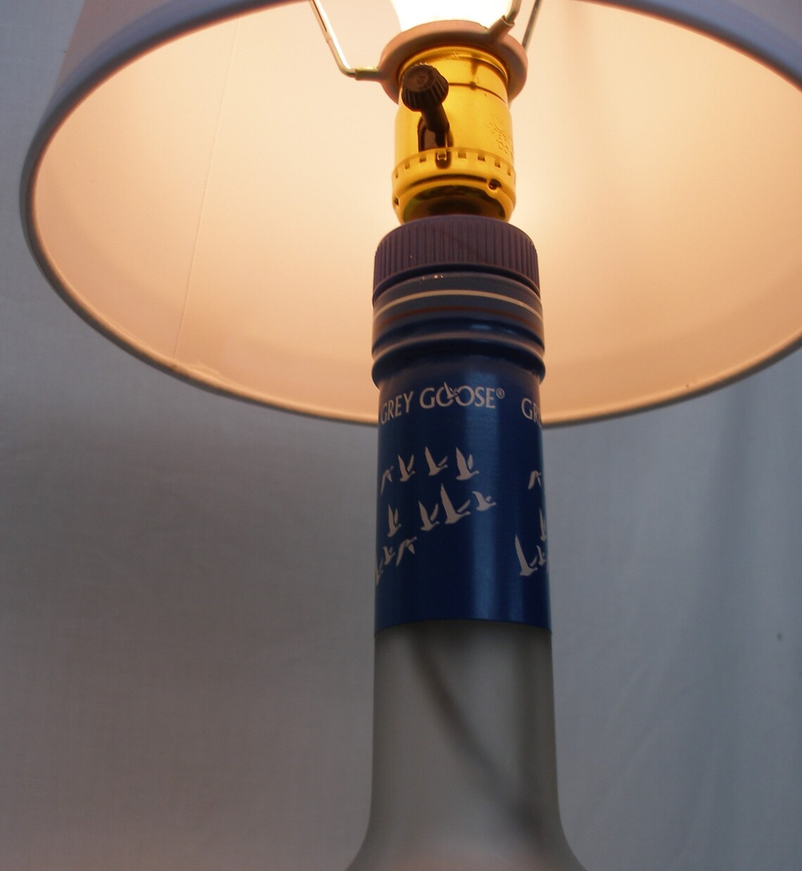 Giant Grey Goose 4.5 Liter Bottle Table Lamp W/white Cloth Shade - Etsy
