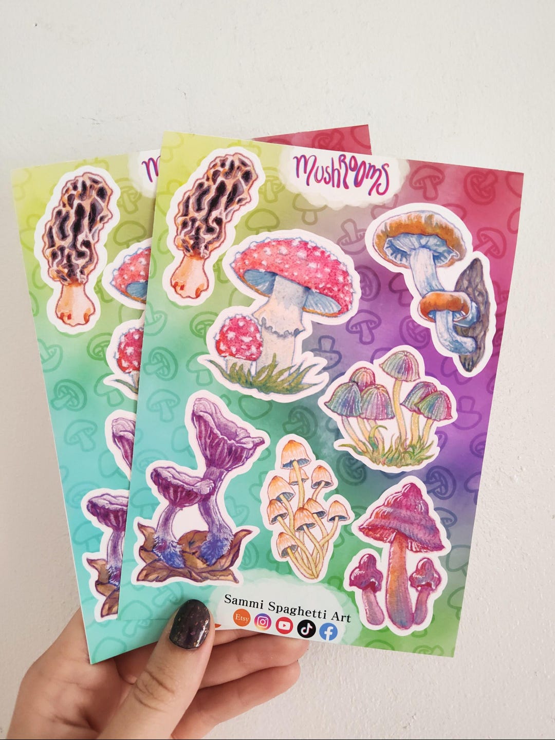 Mushrooms Sticker Sheet - Cottagecore Kiss-cut Stickers - Watercolor ...