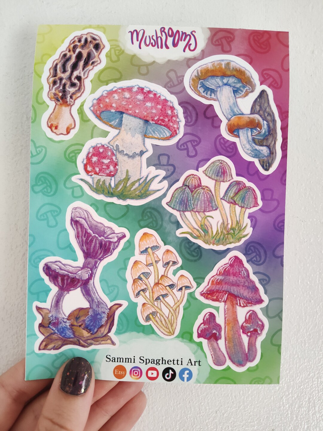 Mushrooms Sticker Sheet Mush Kiss-cut Stickers Watercolor Mushroom ...